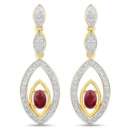 VIRA JEWELS Paar Ohrh&auml;nger &raquo;Silber 925 zweifarbig 40mm lang mit 2x Rubin und 80x Wei&szlig;-Topas&laquo; gelb + rot one-size Elegante Damen-Ohrh&auml;nger aus...