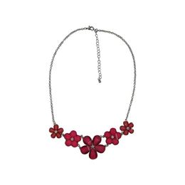 Steuer Collierkettchen »Kette silber farben Blumen fuchsia Strass Steine« rot 44+7cm Collier, rhodium, silberfarben, Halskette