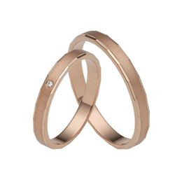 Trauring Firetti "Schmuck Geschenk Gold 375 Hochzeit Ehering "LIEBE"" Gr. 50, rosa (roségoldfarben), Fingerringe, 50, 0,01 ct SI = kleine Einschlüsse mit Brillant, Roségold 375, 3,0mm, Rosu00e9gold 375, Made in Germany, wahlweise mit oder ohne Brillant