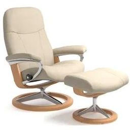 Relaxsessel stressless "Garda", beige (cream batick), B:91cm H:102cm T:79cm, Sessel, mit Signature Base, Größe L, Gestell Eichefarben