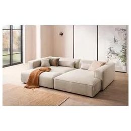 Polsterecke LeGer Home by Lena Gercke "PIARA XXL, L-Form mit Schlaffunktion, Big-Sofa in Cord o. Leinenoptik", beige (hellbeige), B:288cm T:198cm, 100% Polyester, Sofas, Hocker stellbar zum Schlafsofa (Krokodilverbinder), tiefe Sitzfläche, Topseller