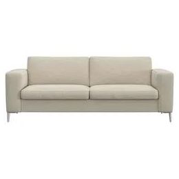 2,5-Sitzer FLEXLUX "Fiore, super Sitzkomfort durch Kaltschaum im Sitz", weiß (sanftes weiß), B:196cm H:85cm T:92cm, 100% Polyester, Sofas, breite Armlehnen, Füße Alu