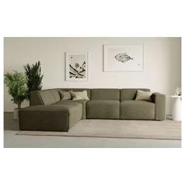 Ecksofa Andas "Noord", grün (khaki), B:282cm H:71cm T:222cm, 100% Polyester, Sofas, mit Kedernaht, in einem Soft-Touch Bezug