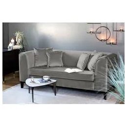 3-Sitzer Fink "MAXIM", grau (grau velvet), B:202cm H:84cm T:85cm, Sofas, mit schmalem Holzsockel, inklusive 4 Zierkissen