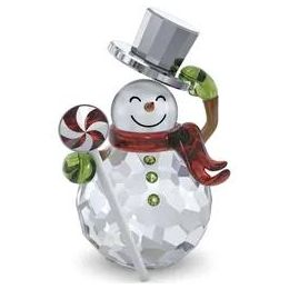 Dekofigur Swarovski "Holiday Cheers Dulcis Snowman, Schneemann, 5655434", bunt (kristallweiß, rot, grün, weiß), Dekofiguren, B/H/T: 4,20cm x 6,80cm x 4,50cm, Schneemann, Swarovski Kristall, Metall, Swarovski Kristall, B:4,20cm H:6,80cm T:4,50cm