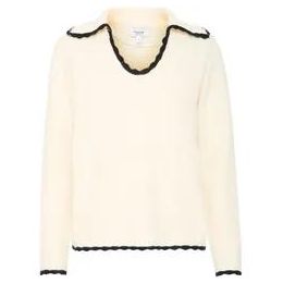 Strickpullover B.Young "Strickpullover BYNINNA W. COLLAR -" Gr. XL, beige (birch mix), Damen, Obermaterial: 50% Polyester Pol. recyc.. 15% Wolle WO. 13% Polyester PES. 9% Polyacryl PAN. 9% Polyamid PA., unifarben, Pullover