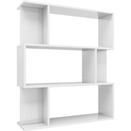 vidaXL - Bücherregal/Raumteiler Hochglanz-Weiß 80x24x96 cm