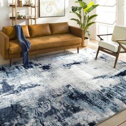 Teppich Kurzflor Wohnzimmer Modernes Abstraktes Design Blau und Weiß 120 x 170 cm - Surya