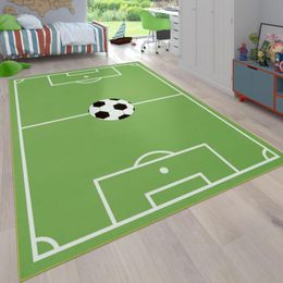 Paco Home - Kinder-Teppich, Spiel-Teppich Für Kinderzimmer Mit Fußball-Motiv, In Grün 160x220 cm