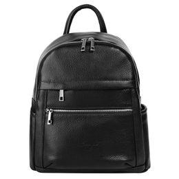 Cityrucksack Samantha Look, Gr. B/H/T: 24cm x 30cm x 9cm, schwarz, Rindsleder, Leder, casual, Rucksäcke, echt Leder, Made in Italy