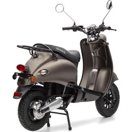 E-Motorroller NOVA MOTORS "eRetro Star Li", braun (braun, schwarz), Elektromotorroller, bis zu 40 km Reichweite, härteverstellbare Dual-Stoßdämpfer hinten