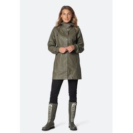 Regenmantel Ilse Jacobsen "RAIN87" Gr. 42, grün (army), Damen, Obermaterial: 100% Polyester; Innenmaterial: 100% Polyester, Mäntel, Wasserdicht, abnehmbare Kapuze, 2 Wege Reißverschluss