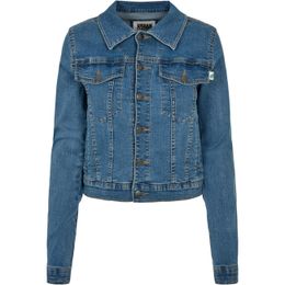 Jeansjacke Urban Classics "Urban Classics Damen Ladies Organic Denim Jacket" Gr. S, blau (clearblau washed), Damen, 50% Baumwolle (Bio), 48% Baumwolle, 2% Elasthan, unifarben, Jacken