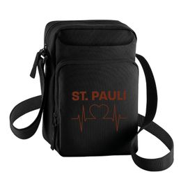 multifanshop Umhängetasche - St. Pauli - Herzschlag - Druck braun - Tasche