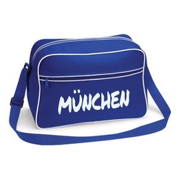 multifanshop Retrotasche - München blau - Textmarker - Druck weiß - Tasche