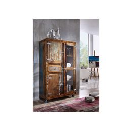 Vitrine Altholz 90x38x140 mehrfarbig lackiert FREEZY #34