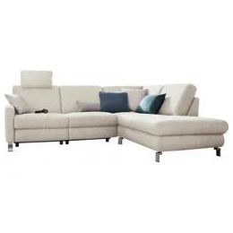 Ecksofa 3C Candy "Mainau modern und elegant, mit gutem Sitzkomfort, L-Form", weiß, B:257cm H:89cm T:220cm, Struktur ( 100% Polyester), Luxus-Microfaser weich: 98% Polyester, 2% Nylon, , Struktur weich (mit Wasser zu reinigen): 16% Baumwolle, 79% Polyester, 5% Polyacryl, Sofas, wahlweise mit elektrischer Relaxfunktion, Federkern