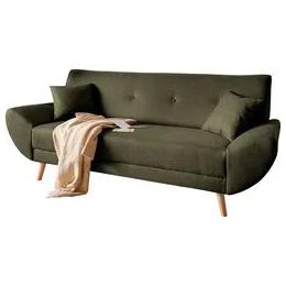 3-Sitzer Home Affaire "Basta", grün, B:205cm H:80cm T:82cm, (100% Polyester) Struktur fein (100% Polyester) Chenille, Sofas