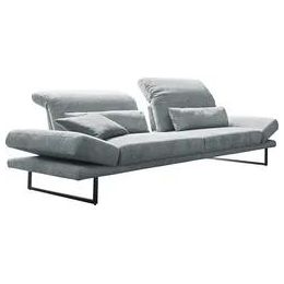 3-Sitzer 3C Candy "Mallow Designsofa mit Komfortfunktionen, modern und bequem", grau, B:258cm H:83cm T:103cm, 100% Polyester, Sofas, Verstellbare Armlehne und Kopfteil, manuelle Sitztiefenverstellung