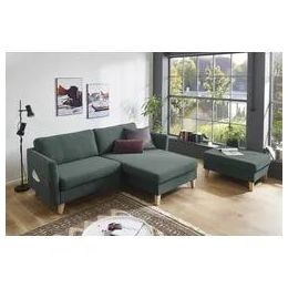 Ecksofa "Mailo L-Form", grün, B:204cm, ATLANTIC HOME COLLECTION, Sofas, mit Seitentaschen, Recamiere beidseitig montierbar, Massivholzfüße