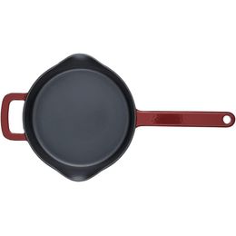 Bratpfanne Fissler "Moments Collection Gusseisen, Pfanne, rund, Schüttrand mit Ausgießern", rot, B:27cm H:9,5cm L:48,5cm Ø:24cm, Pfannen, Aroma-Bratfläche mit natürlichem Antihafteffekt