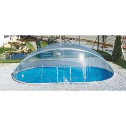 Poolverdeck KWAD "Cabrio Dome für ovale Pools mit breitem Handlauf", transparent, B:370cm H:165cm T:730cm, Polyvinylchlorid (PVC), Verdecke, Poolplane, in verschiedenen Größen