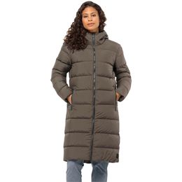 Daunenmantel Jack Wolfskin "FROZEN PALACE COAT W", Damen, Gr. XL (46), braun (cold coffee), Obermaterial: 100% Polyester. Futter: 100% Polyester. Füllung: 90% Entendaune, 10% Federn, sportlich, hoch geschlossener Ausschnitt, Langarm, Mäntel, mit Kapuze