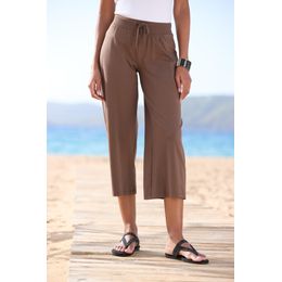 Beach Time 7/8-Strandhose BEACHTIME Gr. 36/38, N-Gr, grün (khaki), Damen, Jersey, Obermaterial: 95% Baumwolle, 5% Elasthan, unifarben, Hosen, aus weichem Jersey, Wide-Leg, Jogginghose, Relaxhose