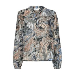 Langarmbluse Pulz Jeans "Langarmbluse PZJAYLA LS Blouse" Gr. L, schwarz sapphire paisley printed, Damen, Obermaterial: 70% Viskose LENZING ECOVERO CV LenzEcov. 30% Polyamid PA., Blusen