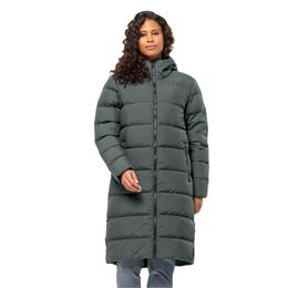 Daunenmantel Jack Wolfskin "FROZEN PALACE COAT W", Damen, Gr. L (42/44), grün (slate grün), Obermaterial: 100% Polyester. Futter: 100% Polyester. Füllung: 90% Entendaune, 10% Federn, unifarben, sportlich, hoch geschlossener Ausschnitt, Langarm, Mäntel, mit Kapuze