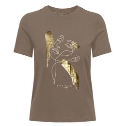 Only T-Shirt 'ONLKita' Damen Gr&ouml;&szlig;e S schoko / gold / wei&szlig;