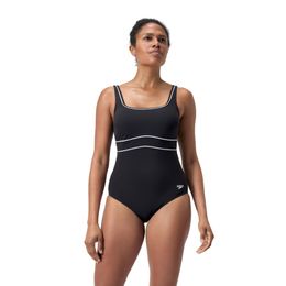 Badeanzug Speedo, Damen, Gr. 38, N-Gr, schwarz-weiß (schwarz, weiß), Obermaterial: 69% Polyamid, 31% Elasthan, sportlich, Badeanzüge, schnell trocknent