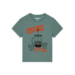 Watapparel Shirt ' Coffee makes everything better ' female Green size XL
