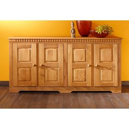 Sideboard Home Affaire "Lisa", beige (natur gebeizt, gewachst), B:158,5cm H:80cm T:35cm, Massivholz, Sideboards, Kommode aus massivem Kiefernholz, Breite 158,5 cm