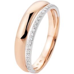Jobo Damen Fingerring, 54, SI = kleine Einschlüsse, Roségold 585 Weißgold 585, rosa, Roségold 585, Weißgold 585, Fingerringe, 585 Roségold bicolor