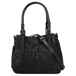 Samantha Look Damen Henkeltasche, schwarz, Leder, unifarben, Taschen, echt Leder, Made in Italy