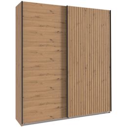 Schwebet&uuml;renschrank wimex, B:200cm H:216cm T:65cm, braun, Spanplatte, Schr&auml;nke, "Andorra by fresh to go", Mit 3D-Leisten f&uuml;r Akustikpaneel-Optik