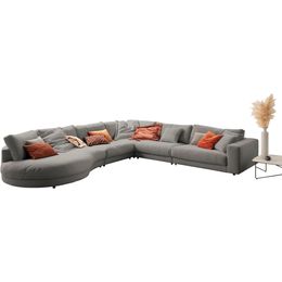 Ecksofa 3C CANDY, B:395cm H:86cm T:225cm, grau, 100% Polyester, Wohnzimmer, Sofas, "Enisa II, bequem und komfortabel, Mega Familiensofa, L-Form",