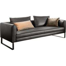 3-Sitzer 3C CANDY, B:204cm H:85cm T:100cm, grau, Sofas, "Avola Designsofa mit Lederbezug, tolle Verarbeitungsdetails", bequem und komfortabel