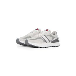 Tommy Jeans Damen Plateausneaker "TJW TECH RUNNER", Gr. 39, grau, Leder, Textil, Schuhe, Freizeitschuh, Halbschuh, Schn&uuml;rschuh mit Kontrastbes&auml;tzen