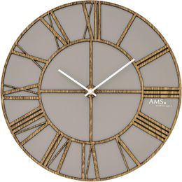 AMS Wanduhr "W9635", B/H/L: 4cm, grau, Wanduhren, Quarzuhr,Holz,&Oslash; ca. 40mm,Wohnzimmer,Esszimmer, Schlafzimmer,K&uuml;che