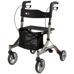 Bischoff & Bischoff Rollator "Capero Rollator", grau, BISCHOFF & BISCHOFF, Rollatoren, faltbare Senioren Gehhilfe mit R&uuml;ckengurt, Tasche und Stockhalter