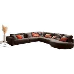 Ecksofa 3C CANDY, B:225cm H:86cm T:395cm, grau, 100% Polyester, Wohnzimmer, Sofas, "Enisa II, bequem und komfortabel, Mega Familiensofa, L-Form",