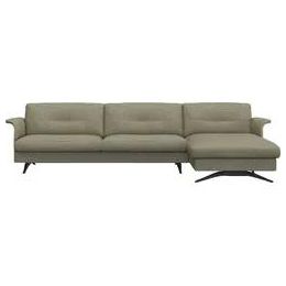 Ecksofa FLEXLUX "Glow, super bequem durch hochwertigem Sitzaufbau mit Federkern, L-Form", grün (fall grün), B:305cm H:81cm T:158cm, 62% Polyester/17%Baumwolle/14%Viscose/7%Leinen, Sofas, Modernes skandinavisches Design