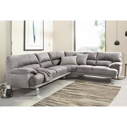 Ecksofa Trendmanufaktur, B:280cm H:87cm T:240cm, silber, Microfaser Vintage (100% Polyester);Struktur (100% Polyester);Struktur fein (100%