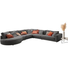 Ecksofa 3C CANDY, B:395cm H:86cm T:225cm, grau, 85% Polyester, 15% Viskose, Wohnzimmer, Sofas, "Enisa II, bequem und komfortabel, Mega Familiensofa,