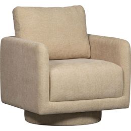 Drehsessel Woood, B:78cm H:64cm T:79cm, beige, Wohnzimmer, Sessel, "Oscar", mit weichem Chenille-Bezug, Breite 78 cm