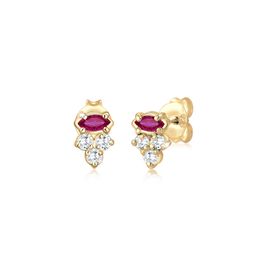 Elli Damen Paar Ohrstecker "Ohrstecker Zirkonia Synthetischer Rubin 925 Silber", onesize,mit Steinen, Silber 925 (Sterlingsilber), gold, Silber 925
