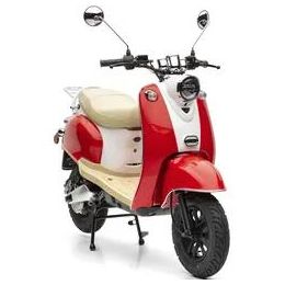 E-Motorroller NOVA MOTORS "eRetro Star Li", rot (rot, beige), Elektromotorroller, bis zu 40 km Reichweite, härteverstellbare Dual-Stoßdämpfer hinten