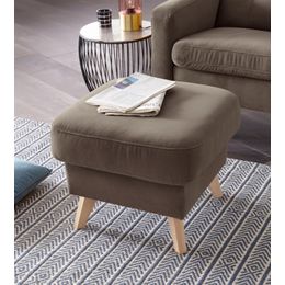 Hocker, B:56cm H:45cm T:56cm, grau, exxpo - SOFA FASHION, Samtvelours (100% Polyester);Webvelours (100% Polyester), Wohnzimmer, Hocker, "Nappa mit